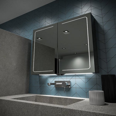 HiB - Vapor Mirror Cabinet - 700(H) x 800(W) Vapor 80 | DIY at B&Q