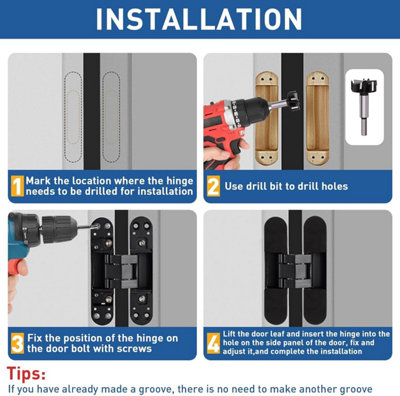 Hidden Hinges Concealed Door Hinge Zinc Alloy Invisible 3 Way ...