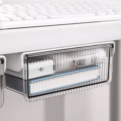 Hidden Under Table Storage Drawer Desk Organizer Box Mount Under Table Box