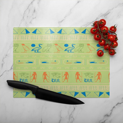 Hieroglyphic Egyptian Language Symbols Glass Chopping BoardDesigner style