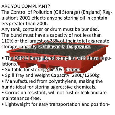 High-Density Polyethylene Barrel Bund for 205L Drums - Safe Spill ...