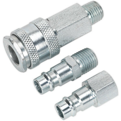 High Flow Air Tool Coupling Kit - 3 Piece 1/4" BSP Adaptors for Optimal ...