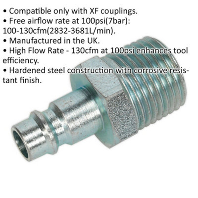 High Flow Rate Male Threaded Adaptor - 2 Pack 1/2 Inch BSPT