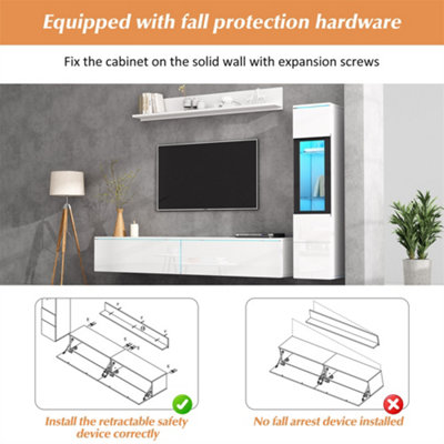 High-Gloss 3-Piece TV Wall Unit Set, LED Media Cabinet with Display ...