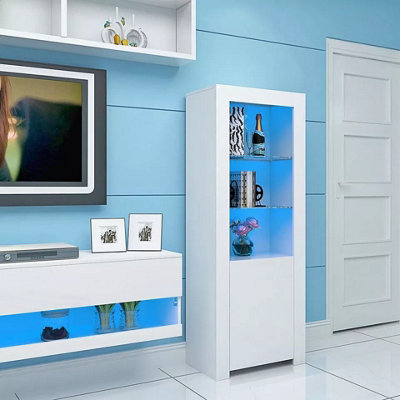 High Gloss Tall Display Cabinet, 160cm x 45cm 30cm