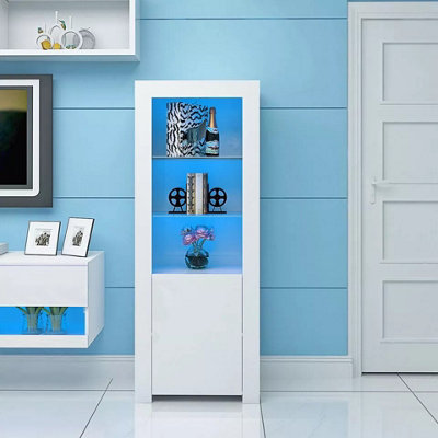 High Gloss Tall Display Cabinet, 160cm x 45cm 30cm