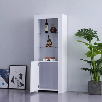 High Gloss Tall Display Cabinet, 160cm x 45cm 30cm