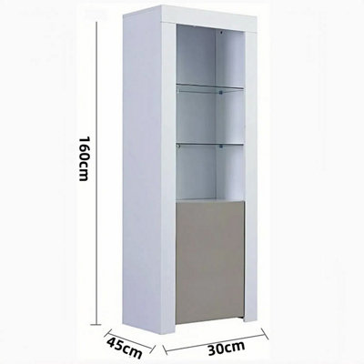 High Gloss Tall Display Cabinet, 160cm x 45cm 30cm