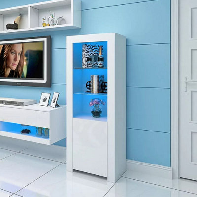 High Gloss Tall Display Cabinet, 160cm x 45cm 30cm
