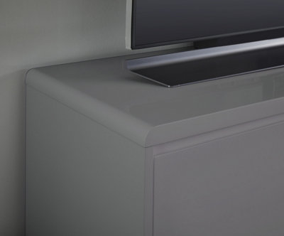 High Gloss Television TV Entertainment Unit with Curve Edges in Grey