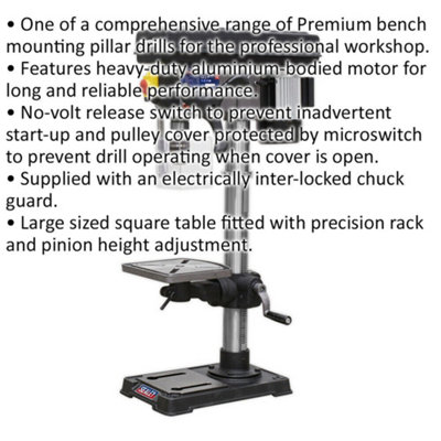HIGH-PERFORMANCE 16 SPEED BENCH PILLAR DRILL WITH 600W MOTOR AND 16MM CHUCK
