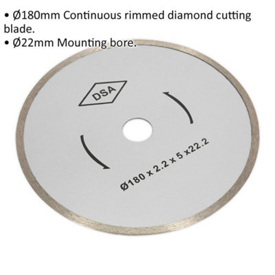 HIGH-PERFORMANCE 180MM DIAMOND PORCELAIN TILE CUTTING BLADE WITH 22MM BORE