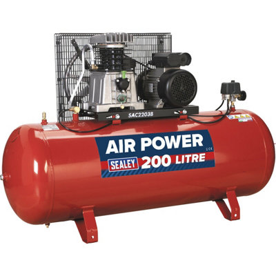 High-Performance 200 Litre Belt Drive Air Compressor with 3hp Motor for ...