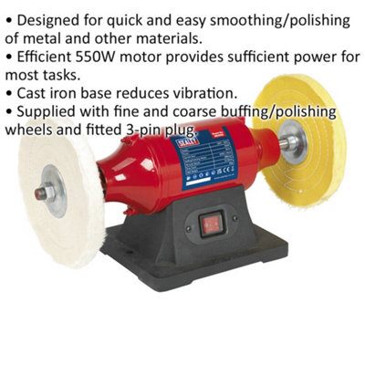 High-Performance 200mm Bench Mounted Buffer and Polisher with 550W Motor