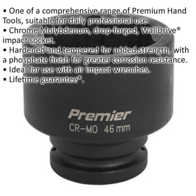 High-Performance 46mm Forged Impact Socket - 3/4 Inch Square Drive for ...