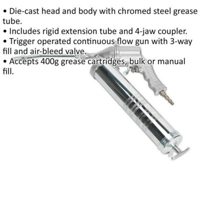High-Performance Air Operated Grease Gun with Rigid Delivery Tube