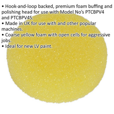 High-Performance Buffing and Polishing Foam Head - Coarse Yellow 80mm x ...
