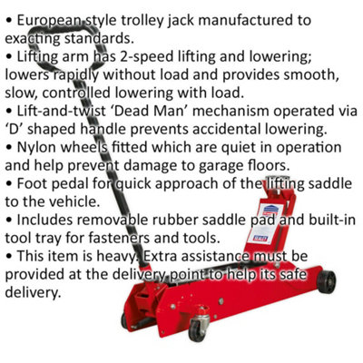 High-Performance European Style Trolley Jack - 5 Tonne Capacity with ...