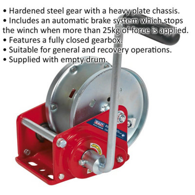 High-Performance Geared Hand Winch with Automatic Brake - 900kg ...