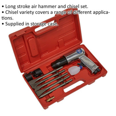 High-Performance Long Stroke Air Hammer and Chisel Kit with Storage Case