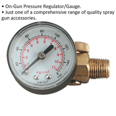 High-Performance On-Gun Air Pressure Regulator Gauge for Spray Guns and ...