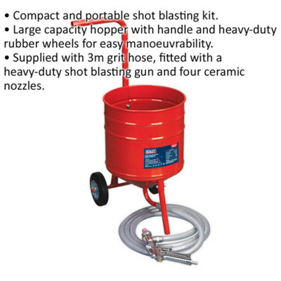 High-Performance Portable Sand Blasting Gun Kit with 22.6KG Hopper
