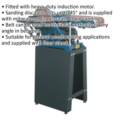 HIGH-PERFORMANCE PRO STANDING FLOOR MOUNTED DISC AND BELT SANDER 500W ...