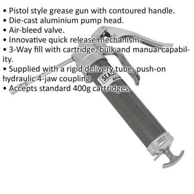 High-Performance Quick Release Pistol Grease Gun with 3-Way Fill and ...