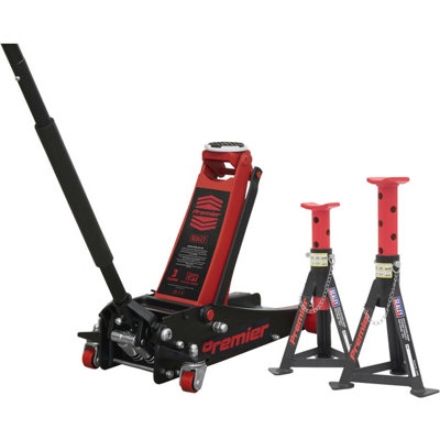 High-Performance Twin Piston Hydraulic Trolley Jack with Axle Stands ...