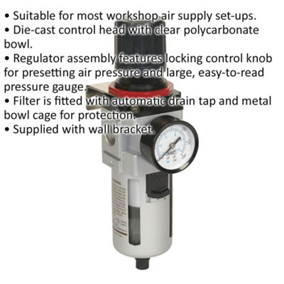 High-Performance Workshop Air Filter and Regulator with Pressure Gauge ...