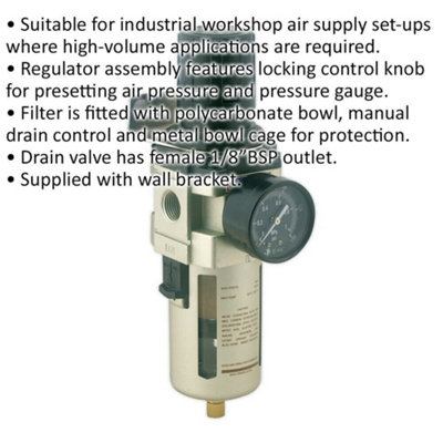 High-Performance Workshop Air Supply Filter & Regulator with 140cfm Max ...
