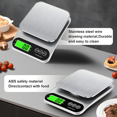High Precision Digital Kitchen Scale Stainless Steel, Multifunction LCD ...