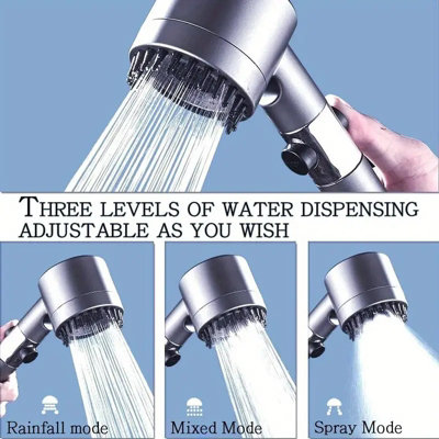 High Pressure 3 Mode Shower Head Kit with Filter & Scalp Massage ...