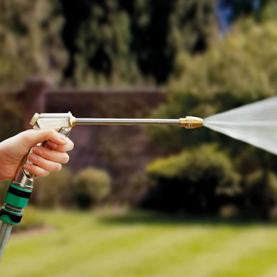 High Pressure Metal Garden Hose Nozzle with 3 Spray Settings & Copper ...