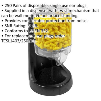 High-Quality Disposable Ear Plug Dispenser with 250 Pairs for Ultimate ...