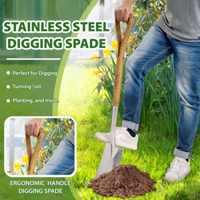 HIGH-QUALITY STAINLESS STEEL SQUARE SPADE 102CM WITH WOODEN HANDLE