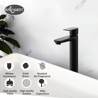 High Rise Basin Mixer Taps, BATHWEST Tall Bathroom Sink Taps Modern ...