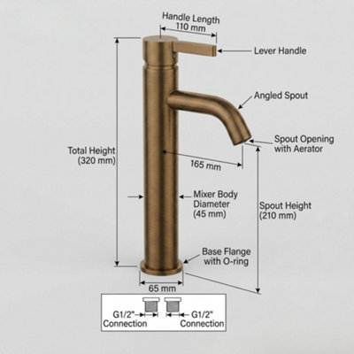 High Rise Tall Basin Mixer Tap for Sinks Modern Round Single Lever ...
