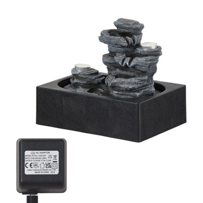 High Rock Falls Tabletop Water Fountain with LED Lights Water Feature