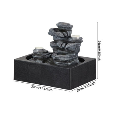 High Rock Falls Tabletop Water Fountain with LED Lights Water Feature