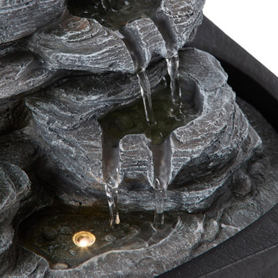 High Rock Falls Tabletop Water Fountain with LED Lights Water Feature