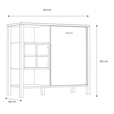 High Rock Storage / Display Chest in Matt Black/Riviera Oak