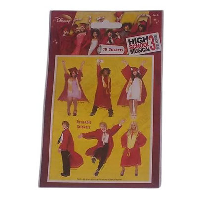 High School Musical 3 Reusable 3D Stickers Red/Yellow (One Size)