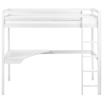 HIGH SLEEPER BED WITH DESK PINE WOOD LOURY 90 X 200 CM (EU SINGLE) WHITE