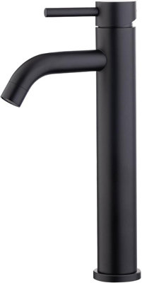 High spout basin mixer, hot/cold water connection mixer, black