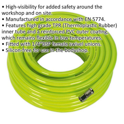 High-Visibility 20 Metre Air Hose with 1/4 Inch BSP Unions - Durable ...