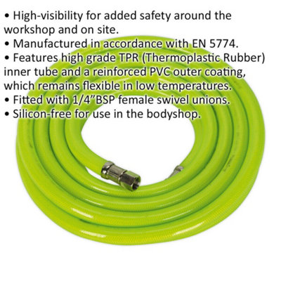 High-Visibility 5 Metre Air Hose with 1/4 Inch BSP Unions - Ideal for ...