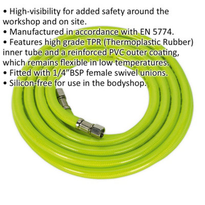 High-Visibility Air Hose with 1/4 Inch BSP Unions - 5 Metre Length ...
