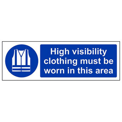 High Visibility Clothing In Area Sign - Rigid Plastic - 300x100mm (x3 ...
