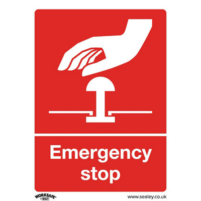 High-Visibility Emergency Stop Health & Safety Sign - Self-Adhesive ...